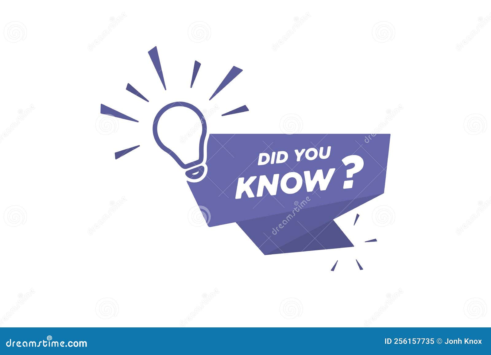 Did You Know Violet Banner Design with Light Bulb and Rays. Stock ...