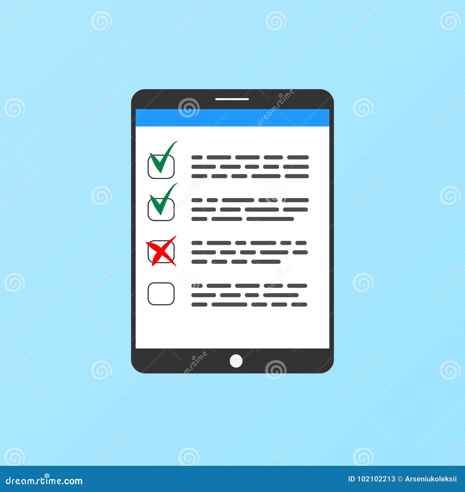 Digital Checklist Or Todo-list Displayed On Tablet Screen. Concept Of ...