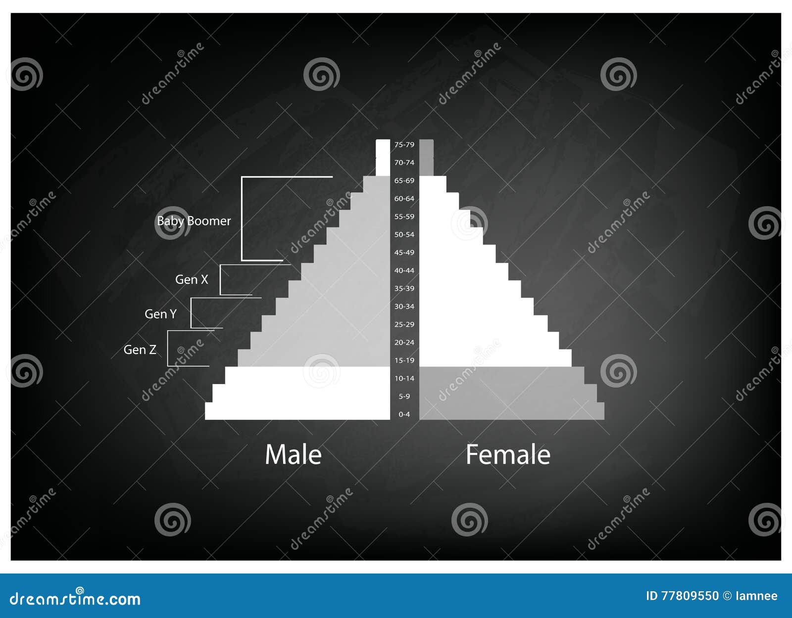Die Alterspyramide-Diagramme Mit Generation 4 Vektor Abbildung ...