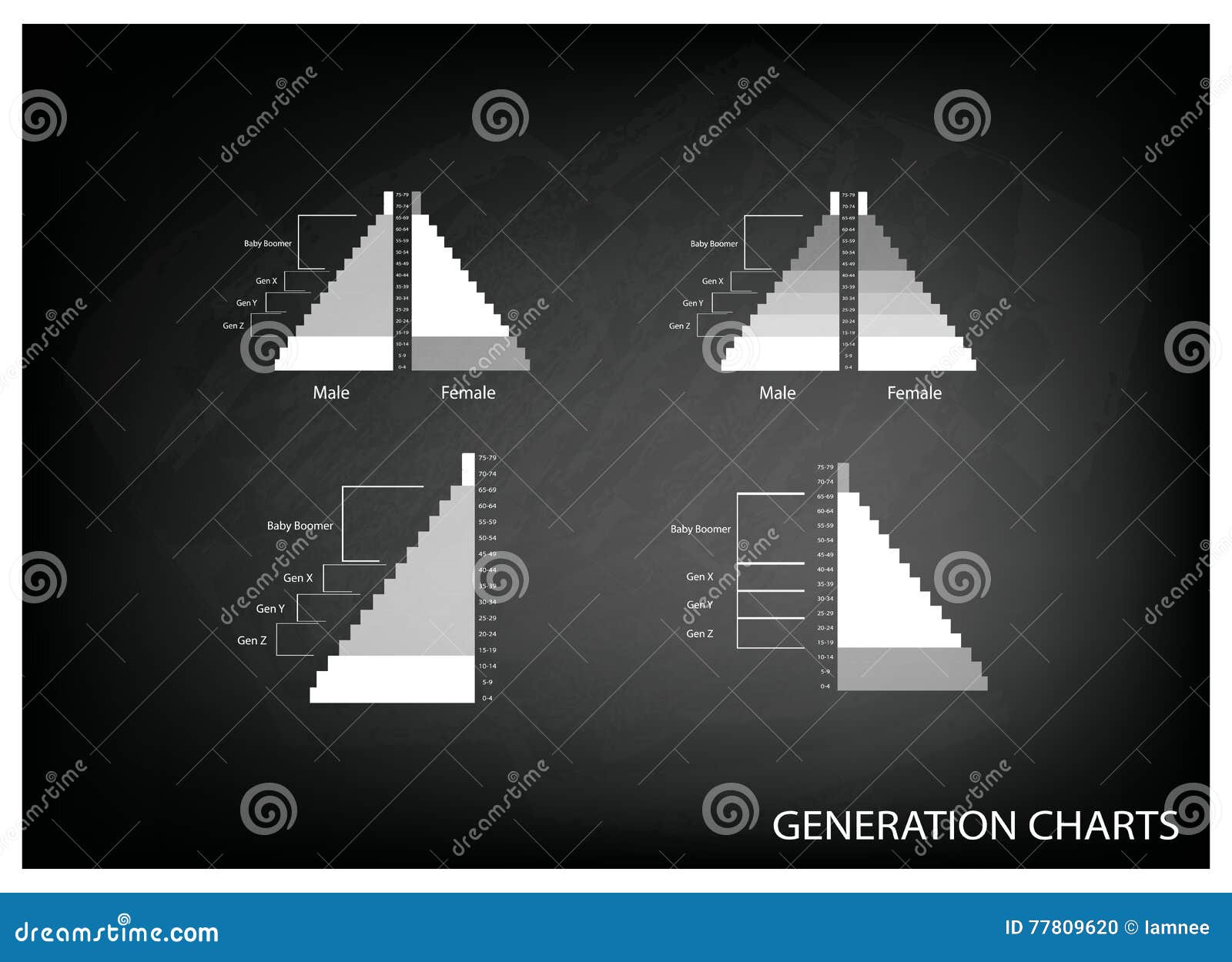 Die Alterspyramide-Diagramme Mit Generation 4 Vektor Abbildung ...