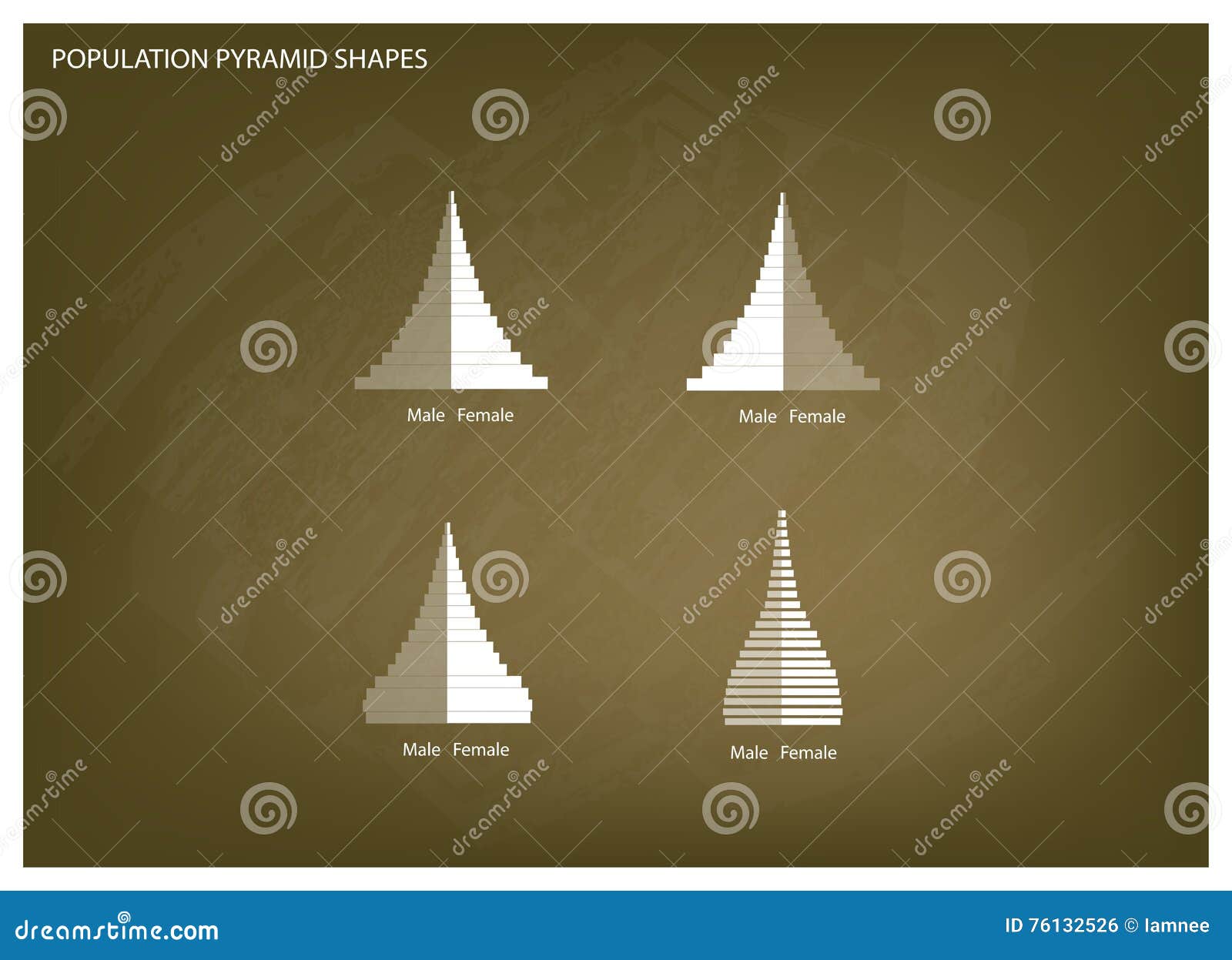 Die 4 Arten Von Alterspyramide-Diagrammen Vektor Abbildung ...