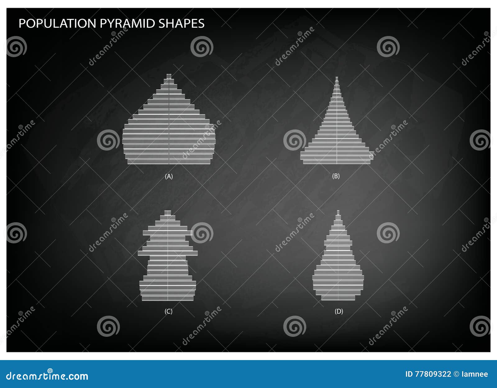 Die 4 Arten Von Alterspyramide-Diagrammen Vektor Abbildung ...