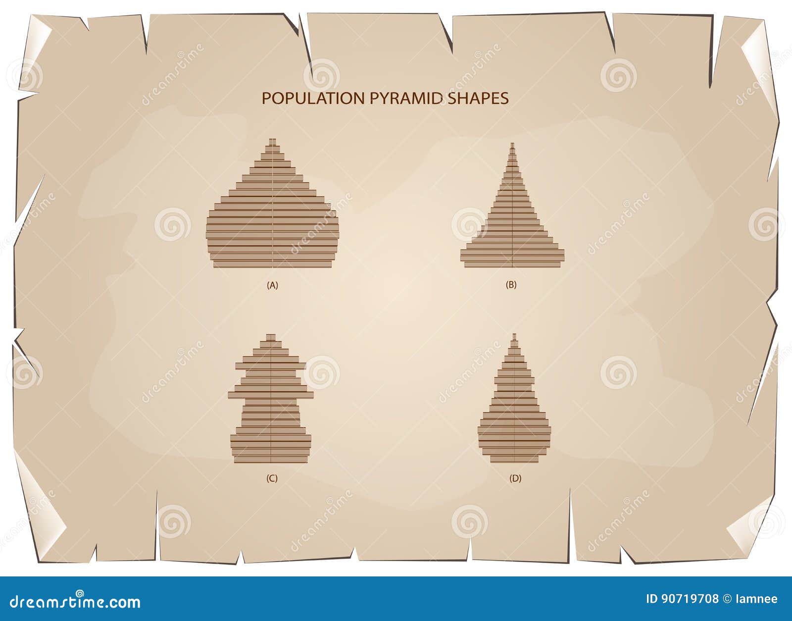 Die 4 Arten Von Alterspyramide-Diagrammen Vektor Abbildung ...