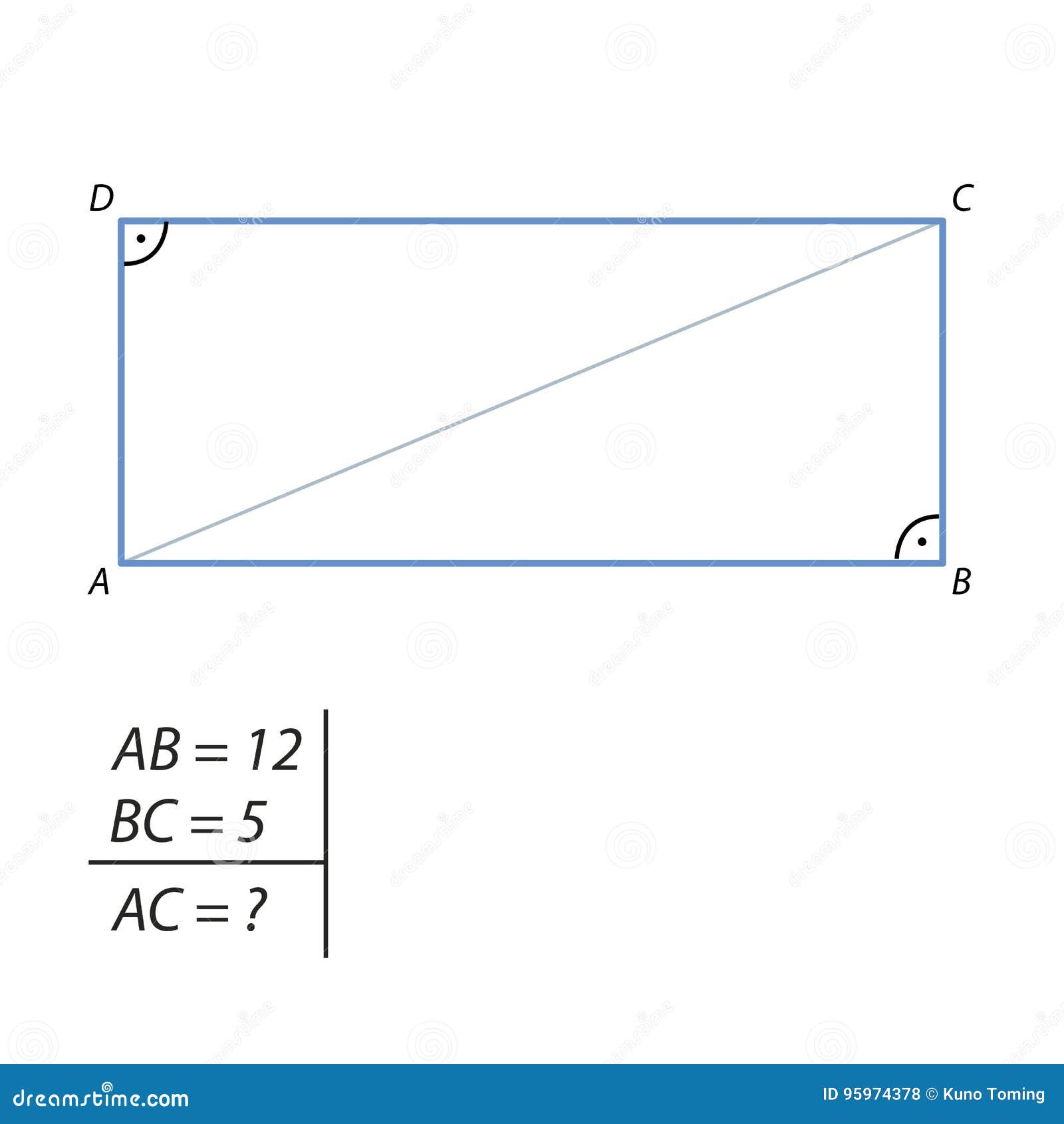 Die Aufgabe Des Findens Eines Diagonalen Rechtecks Stock Abbildung ...