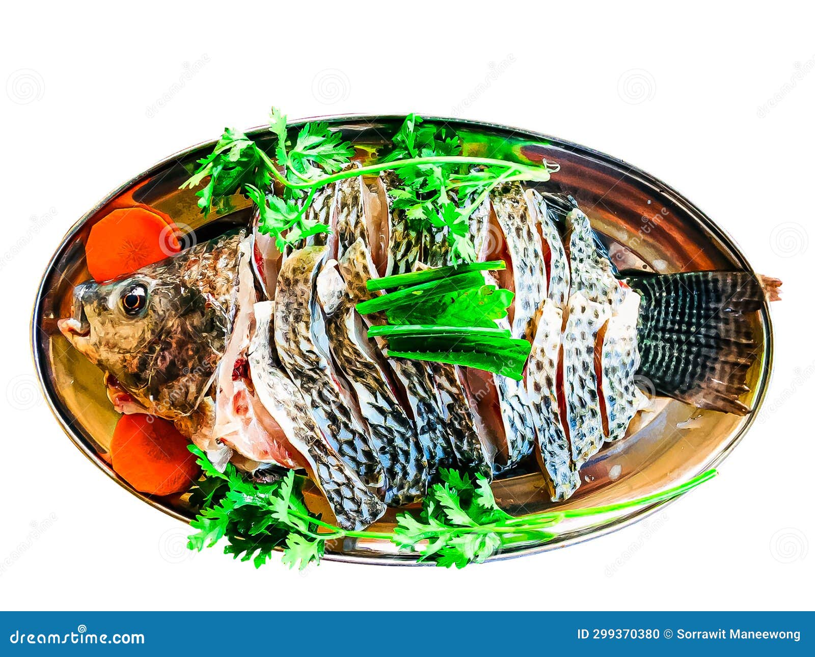 Die-cut Image of Fish on a Plate with Vegetables with Clipping Path ...