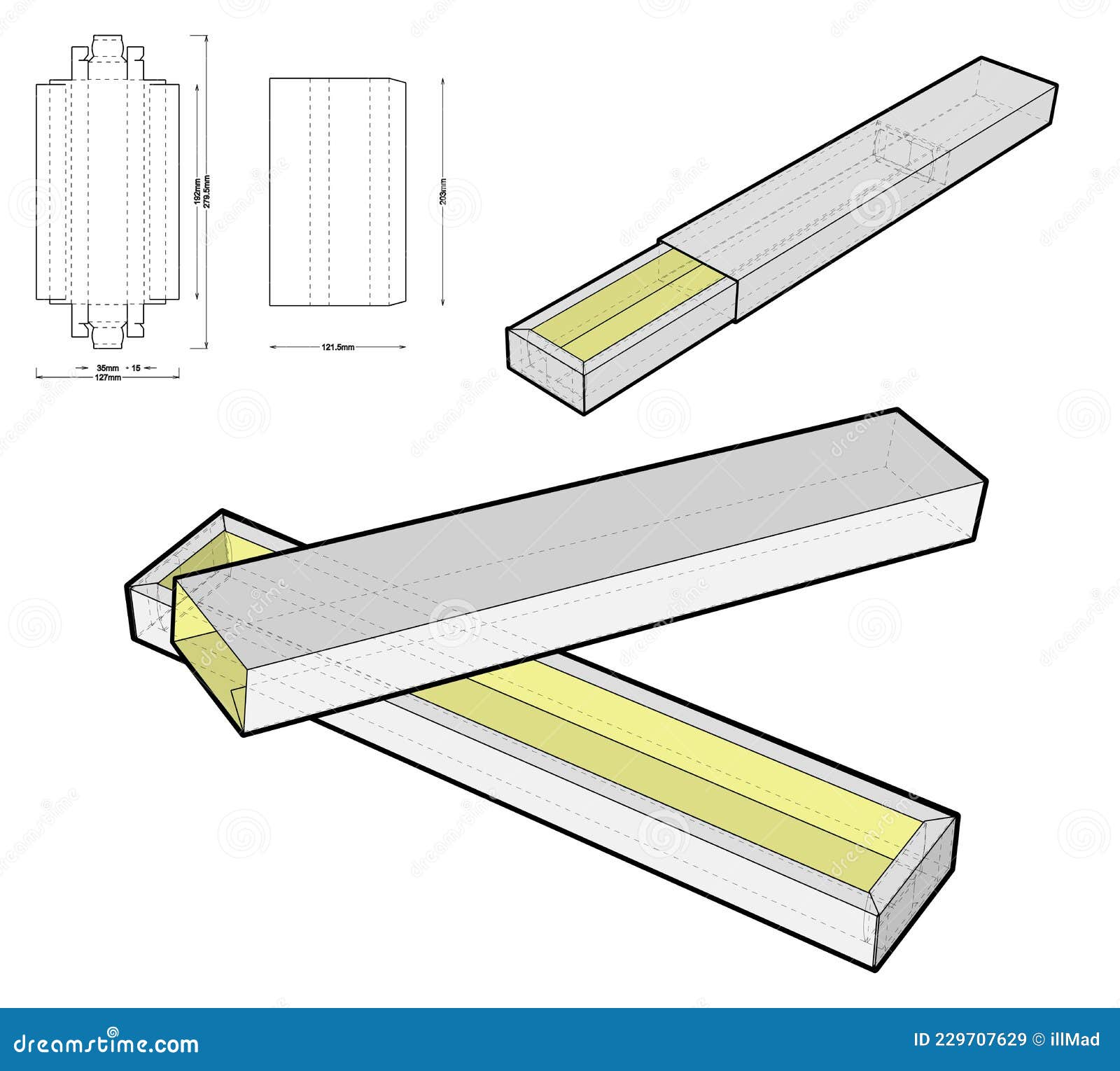 Die cut pattern of box stock vector. Illustration of mail - 229707629