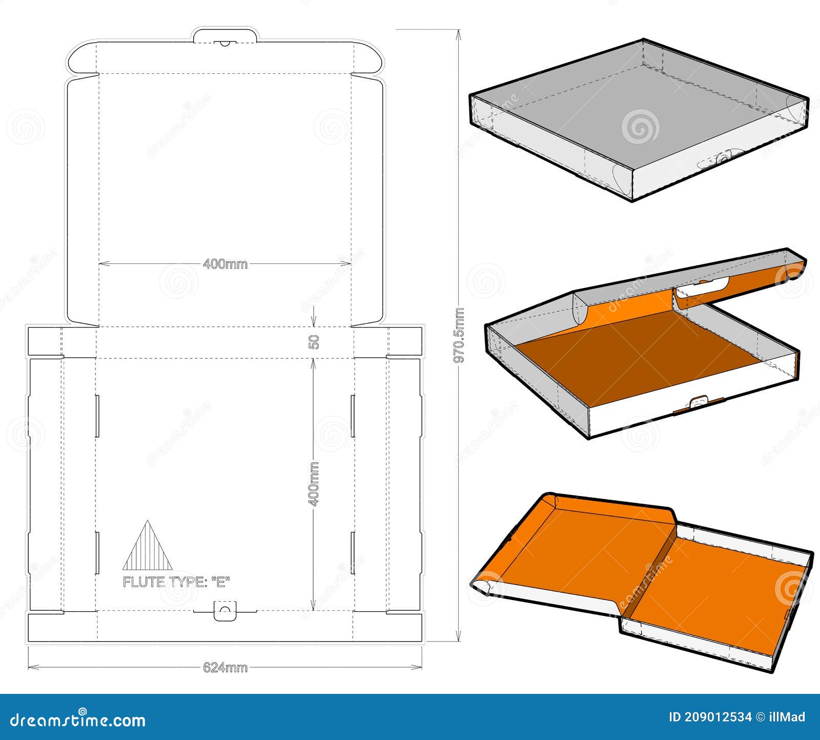 Die Cut Cardboard Box Pattern Stock Vector - Illustration of mail ...