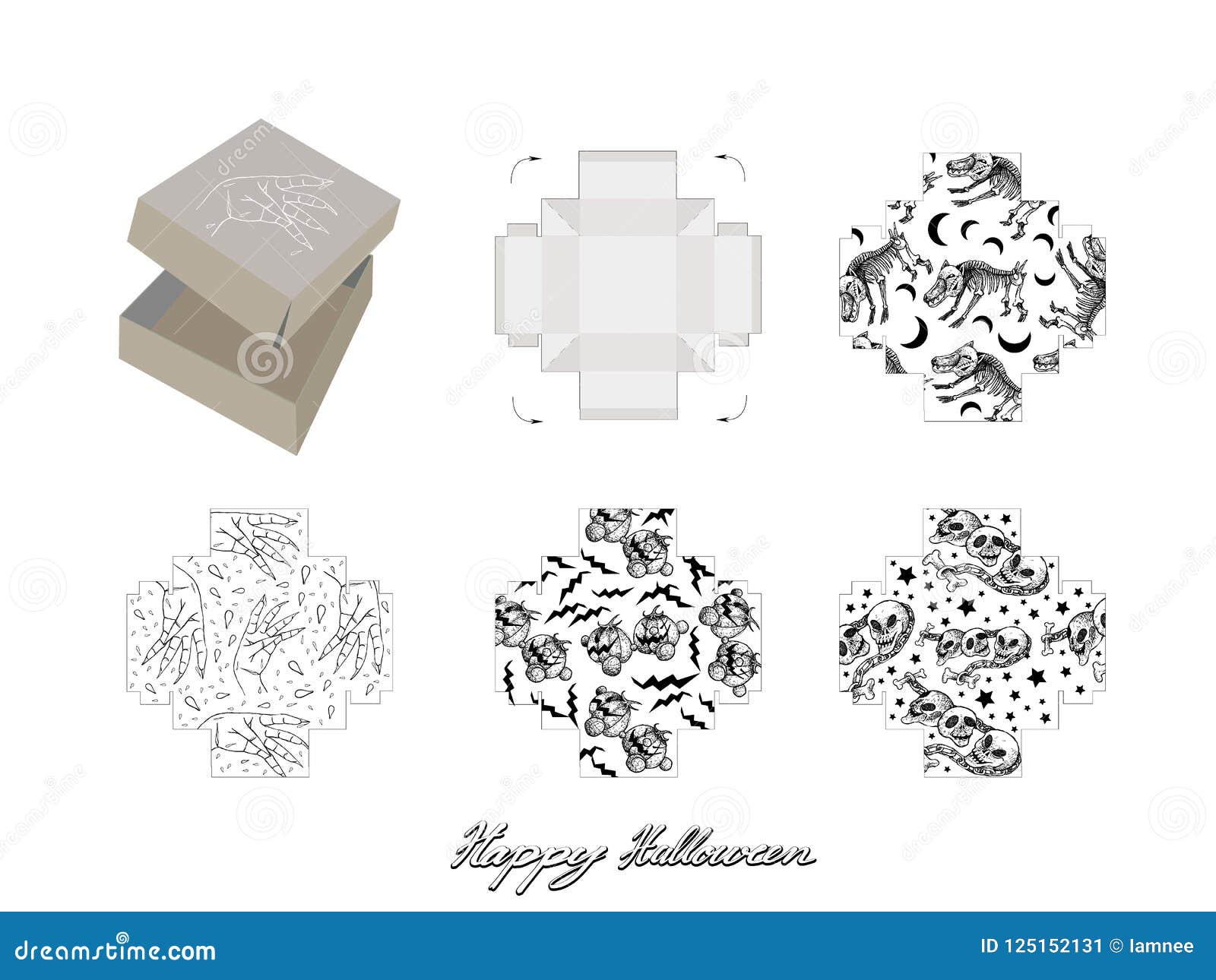 Die Cut Paper Carton Boxes with Halloween Package Stock Vector ...