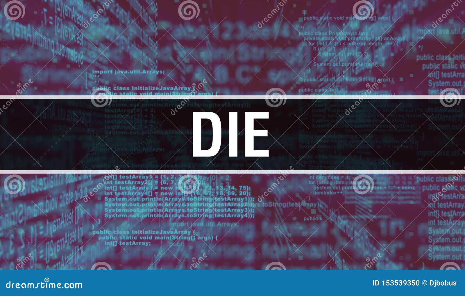 Die with Digital Java Code Text. Die and Computer Software Coding Vector Concept Stock Photo ...