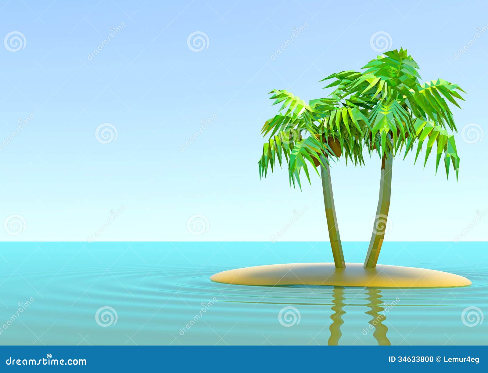 Die Einsame Insel Mit Palmen Stock Abbildung - Illustration von ...