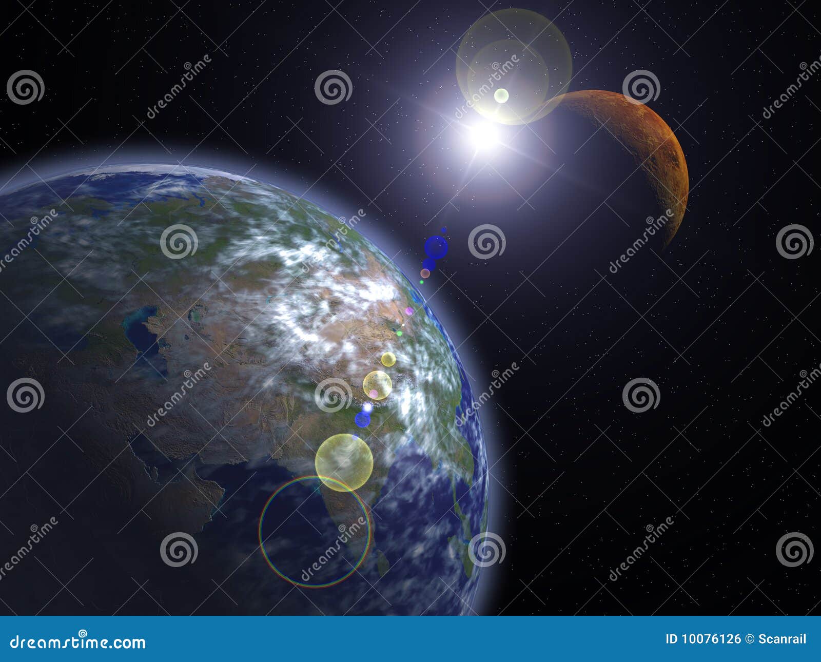 Die Erde und der Mars stock abbildung. Illustration von mars - 10076126