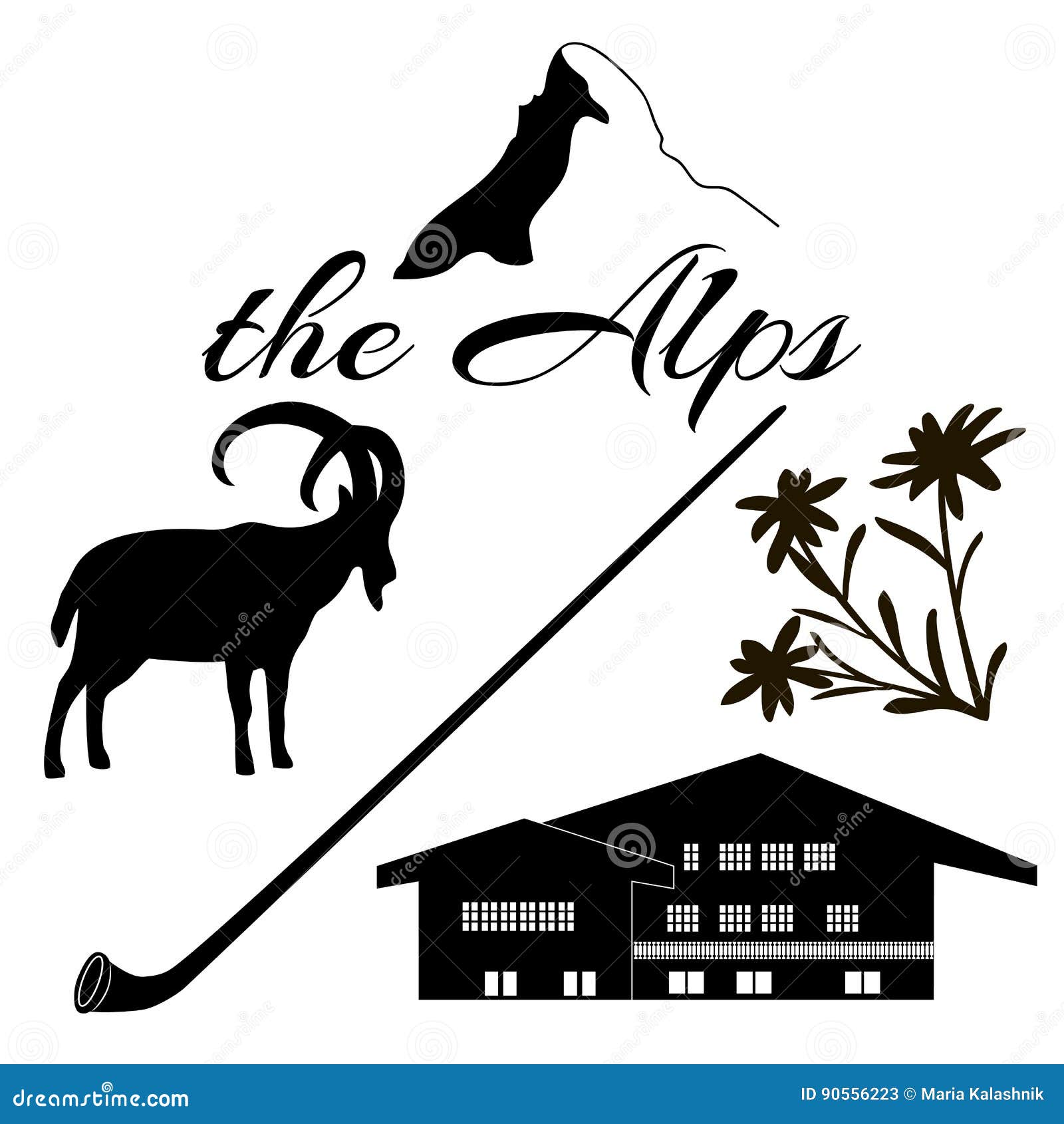 Die Flachen Ikonen Der Alpen Vektor Abbildung - Illustration von ...