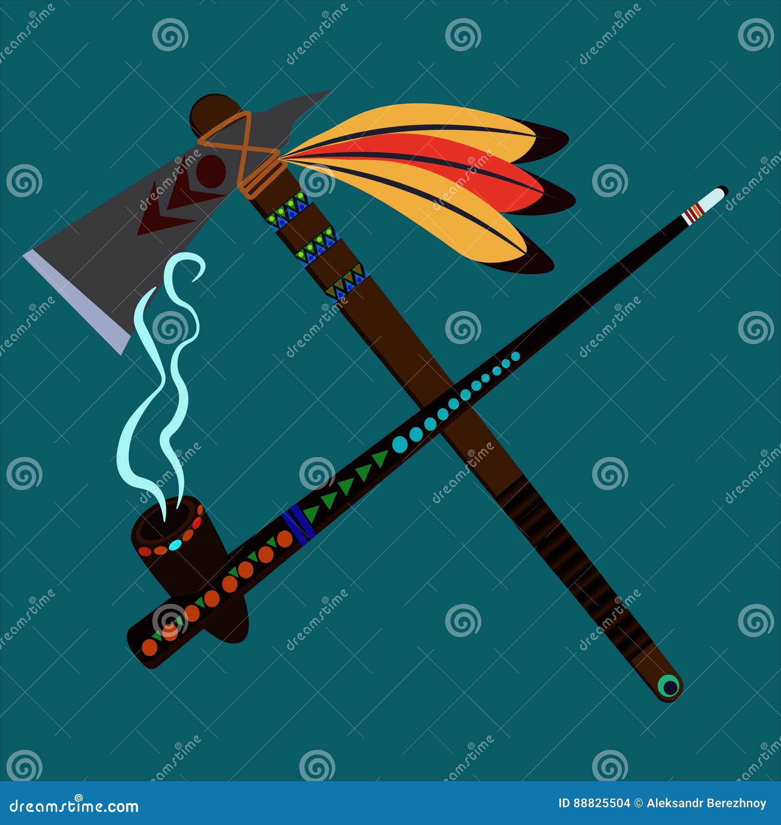 Die Friedenspfeife Und Die Axt Des Krieges Vektor Abbildung ...