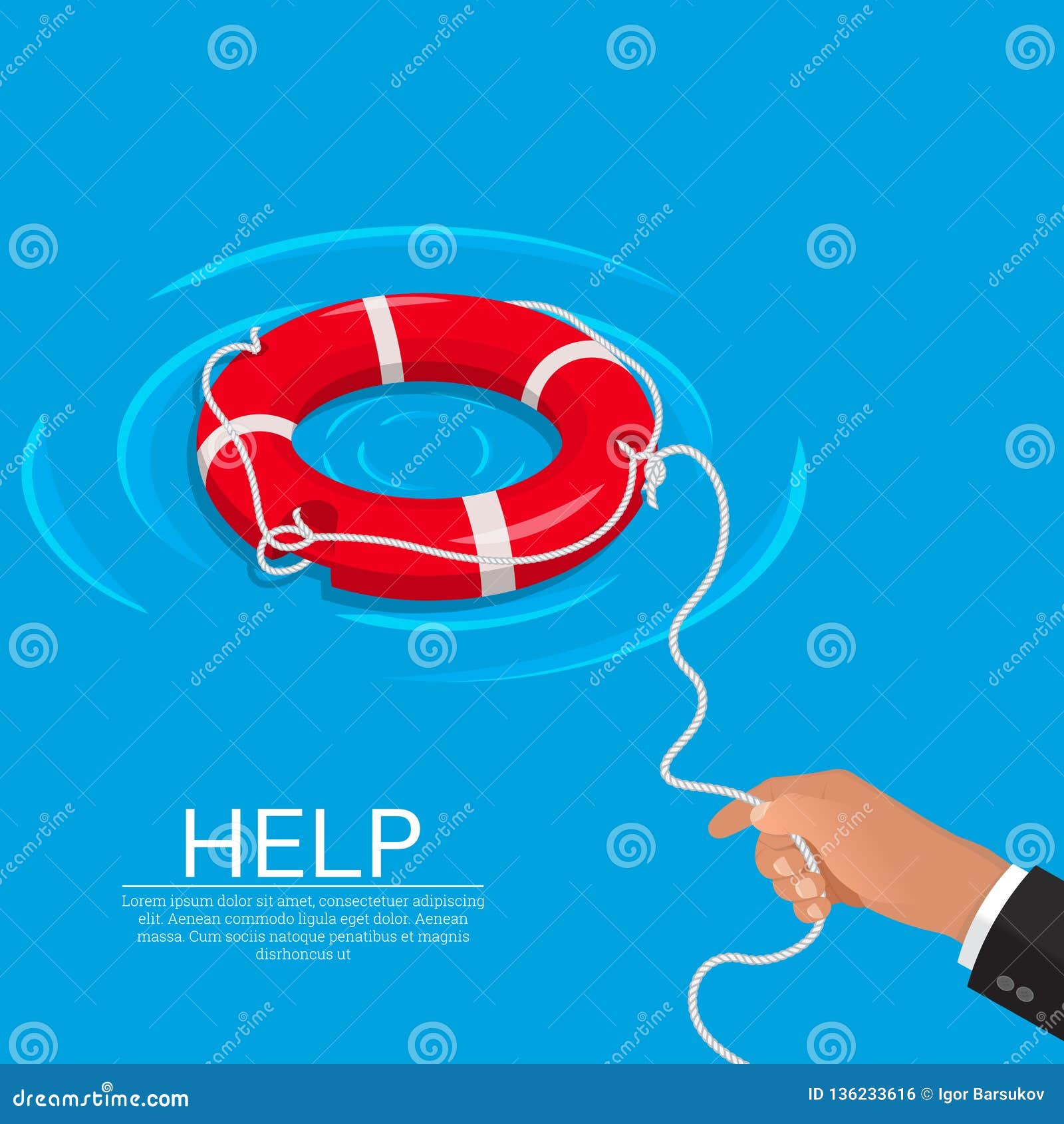 Die Hand Wirft Einen Rettungsring Vektor Abbildung - Illustration von ...