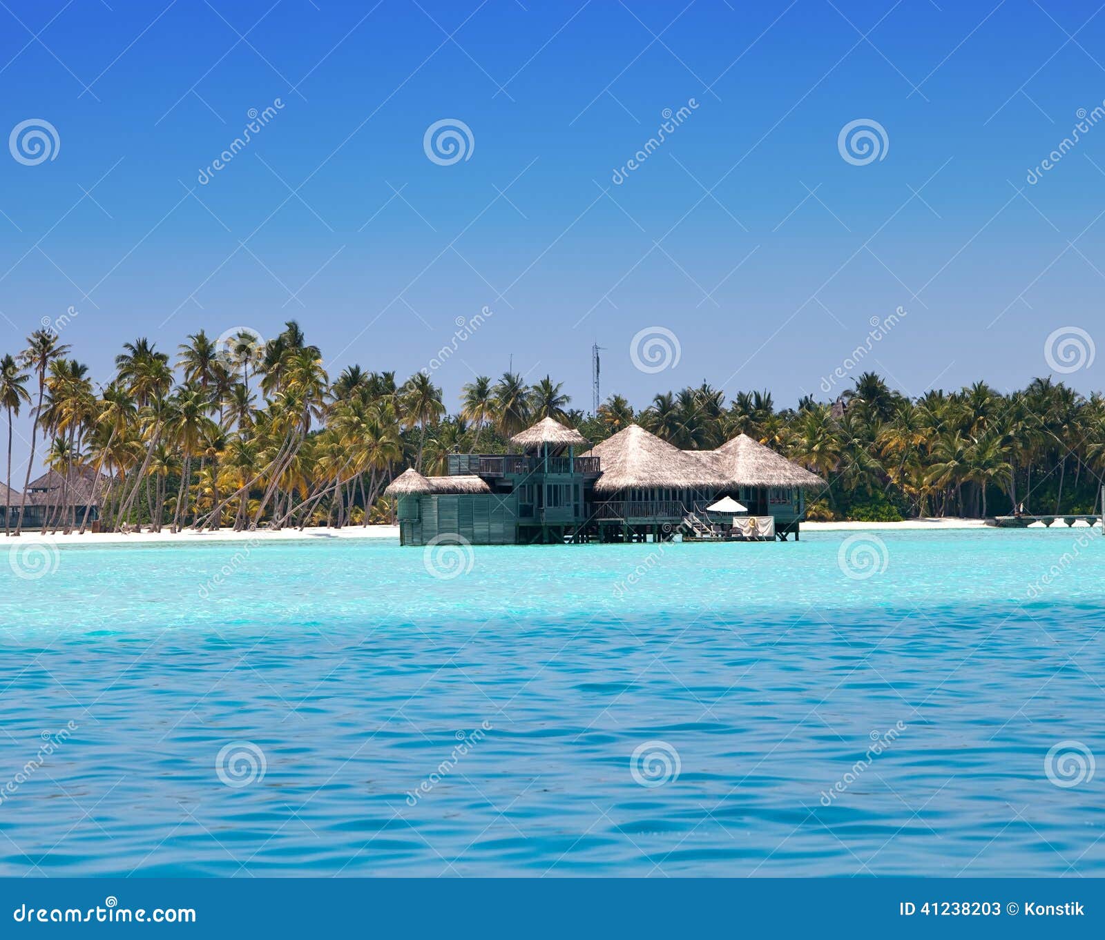 Die Insel Mit Palmen Im Ozean Stockbild - Bild von entspannung, ozean ...