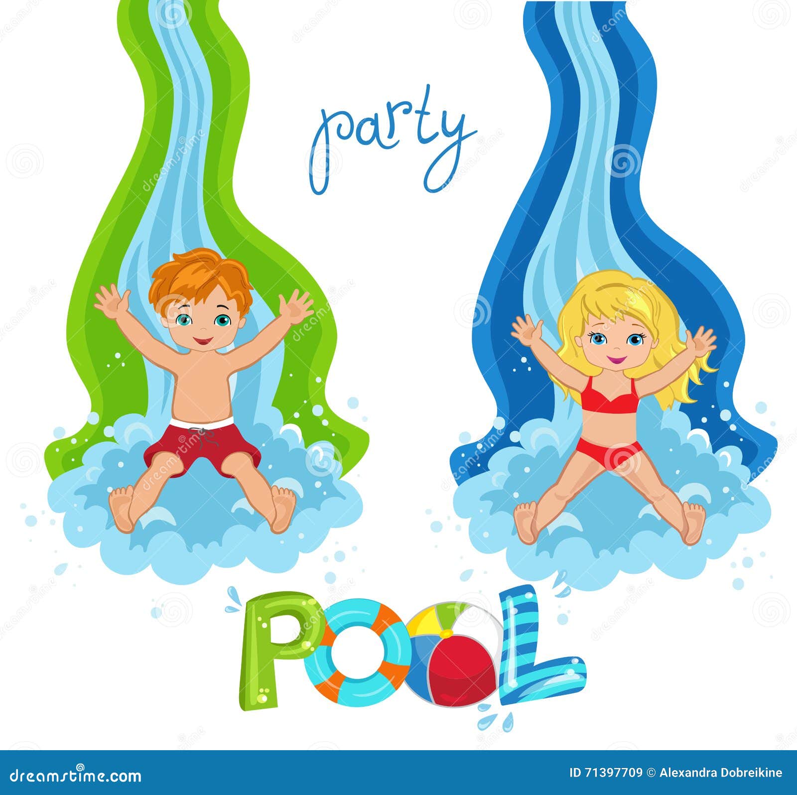 Die Pool-Party Der Kinder Auf Hintergrund Vektor Abbildung ...