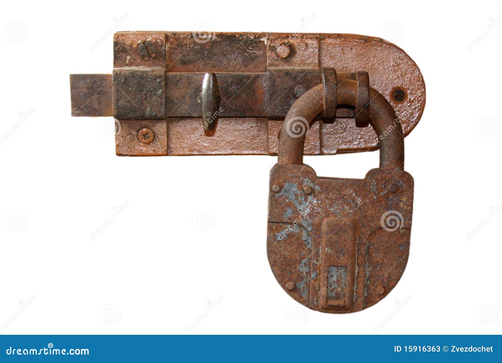 Die Rostige Verriegelung Und Der Riegel Stockbild - Bild von ...