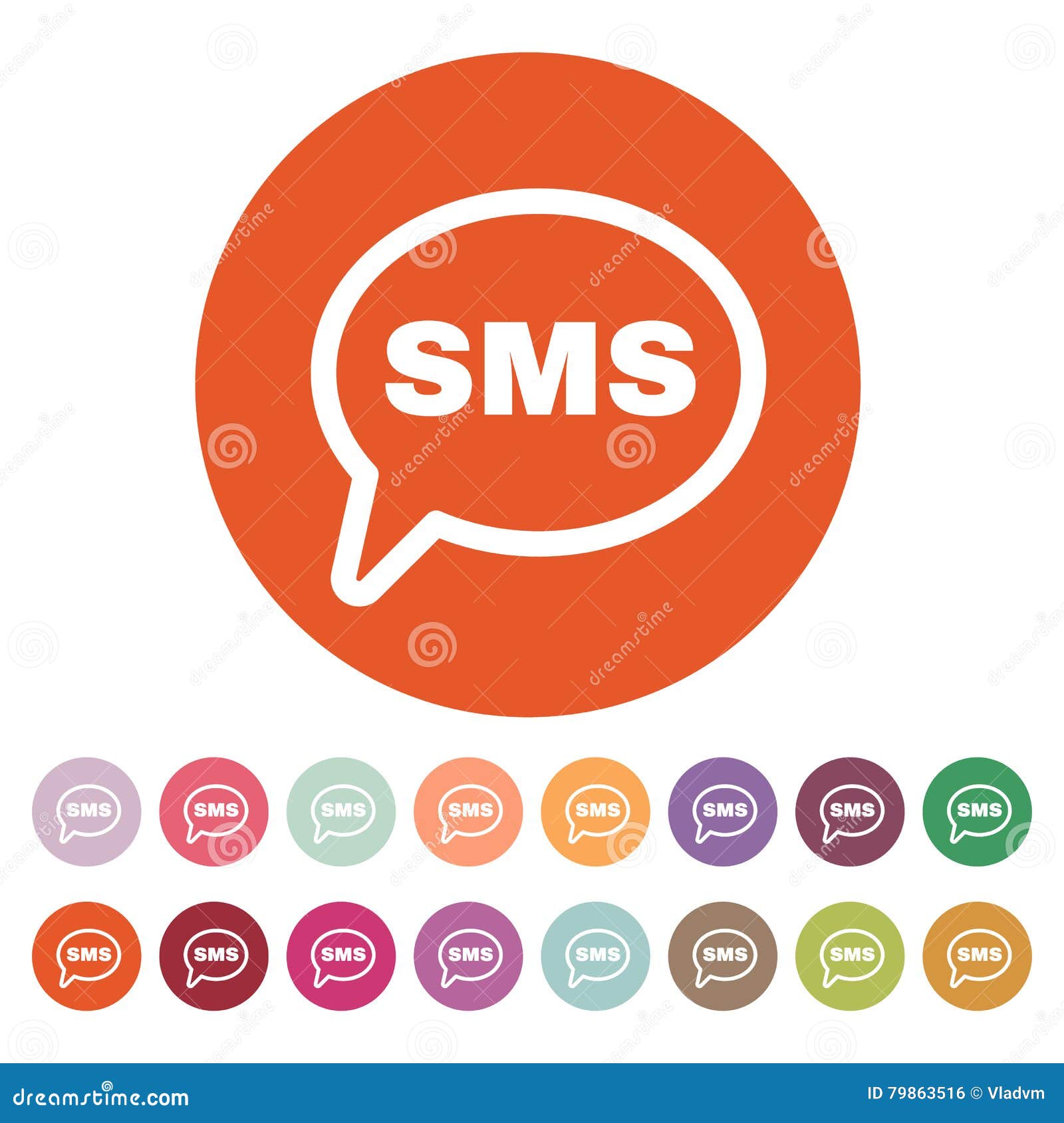 Die Sms Ikone Textnachrichtsymbol Flach Vektor Abbildung - Illustration ...