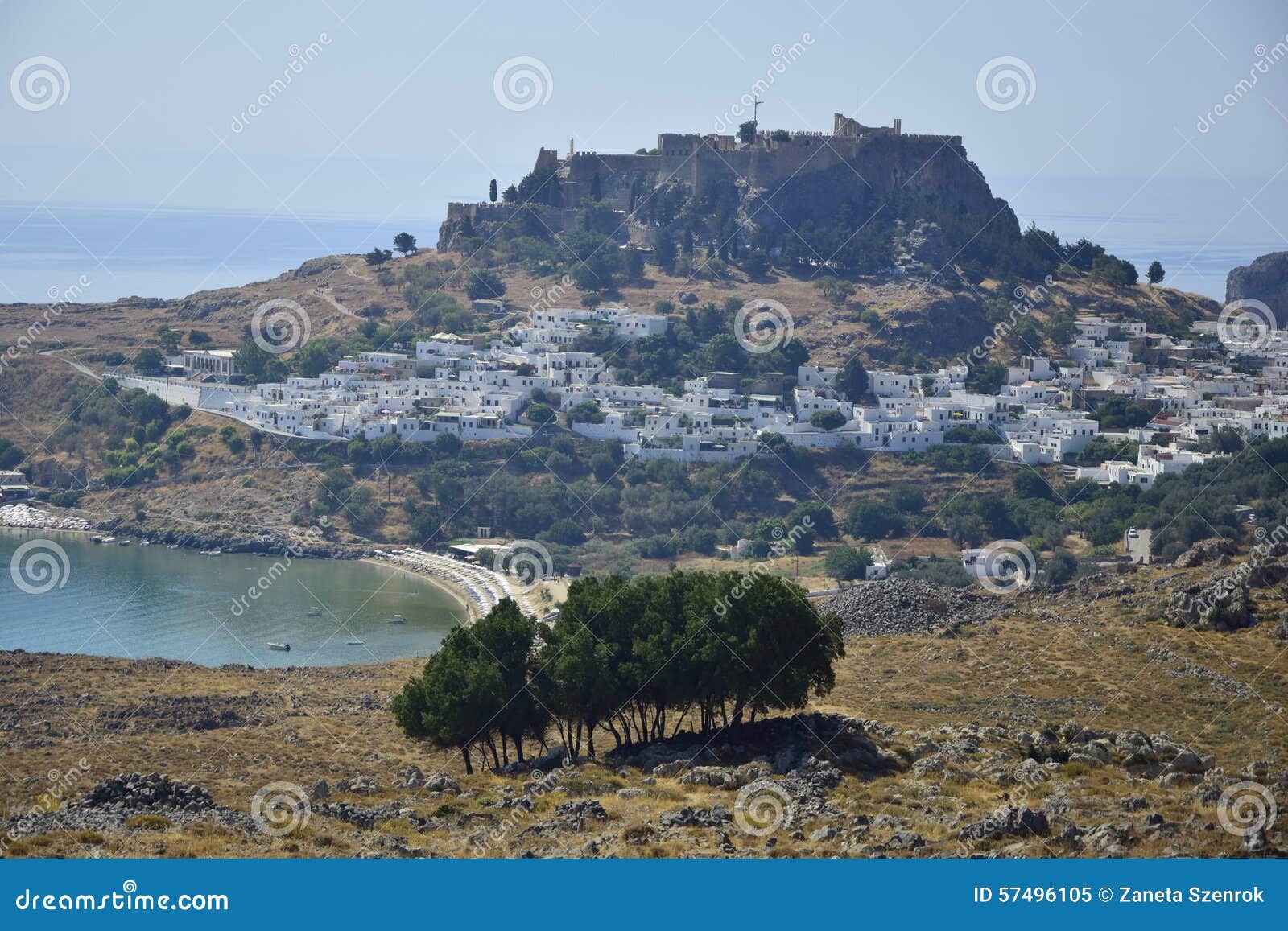 Die Stadt Von Lindos, Griechenland Stockbild - Bild von fern, reise ...