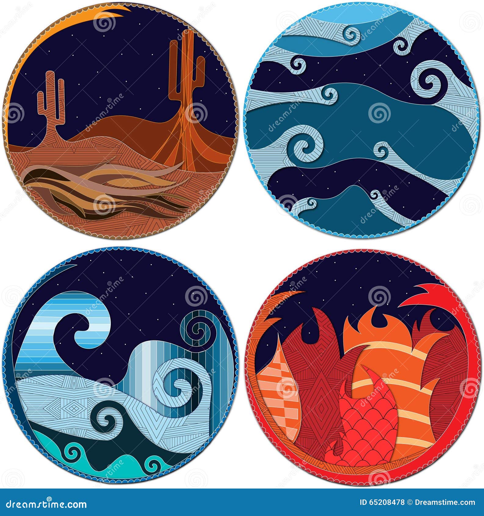 Die vier Elemente stock abbildung. Illustration von vier - 65208478