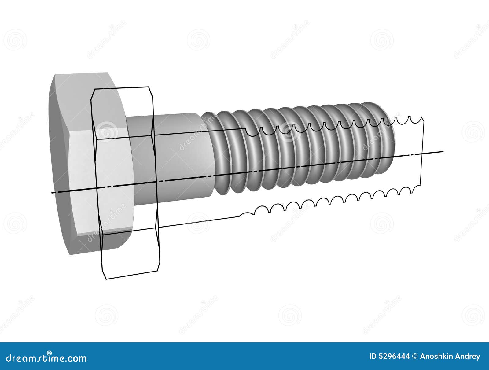 Die Zeichnung Einer Schraube Stock Abbildung - Illustration von technik ...
