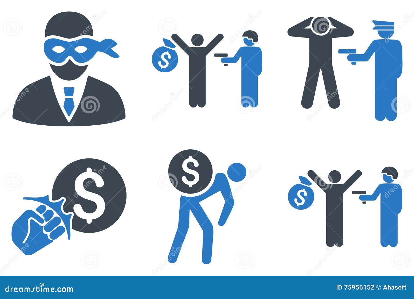 Dieb-Arrest Flat Vector-Ikonen Vektor Abbildung - Illustration von ...