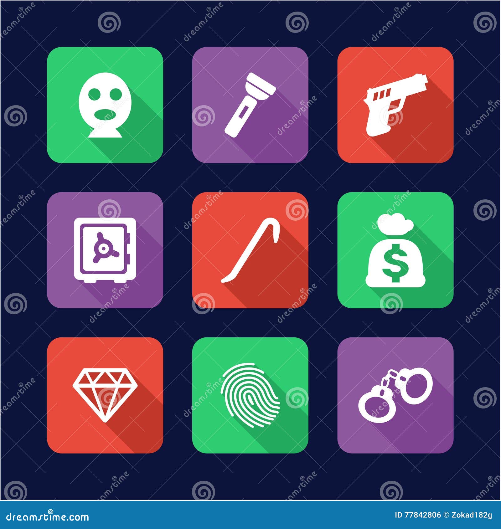 Dieb Icons Flat Design vektor abbildung. Illustration von konzept ...