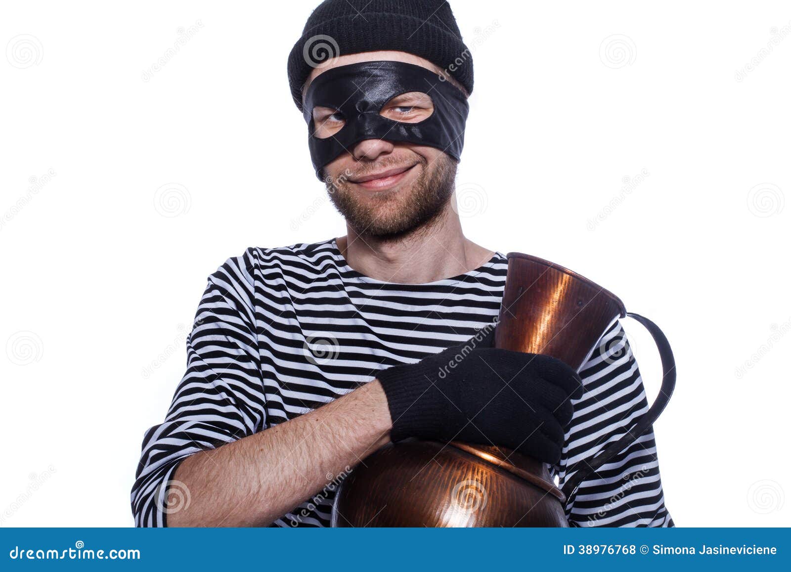 Dieb mit antikem Vase. stockfoto. Bild von geschickt - 38976768