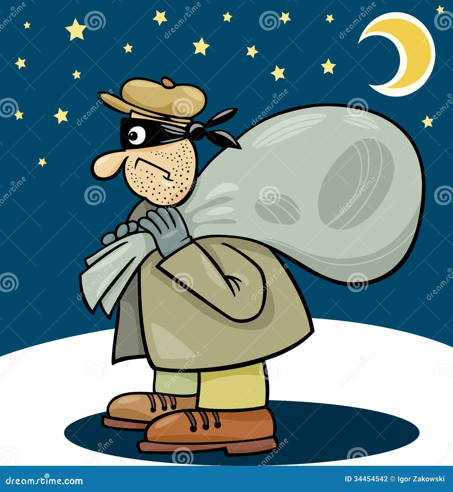 Dieb Mit Sackkarikaturillustration Vektor Abbildung - Illustration von ...