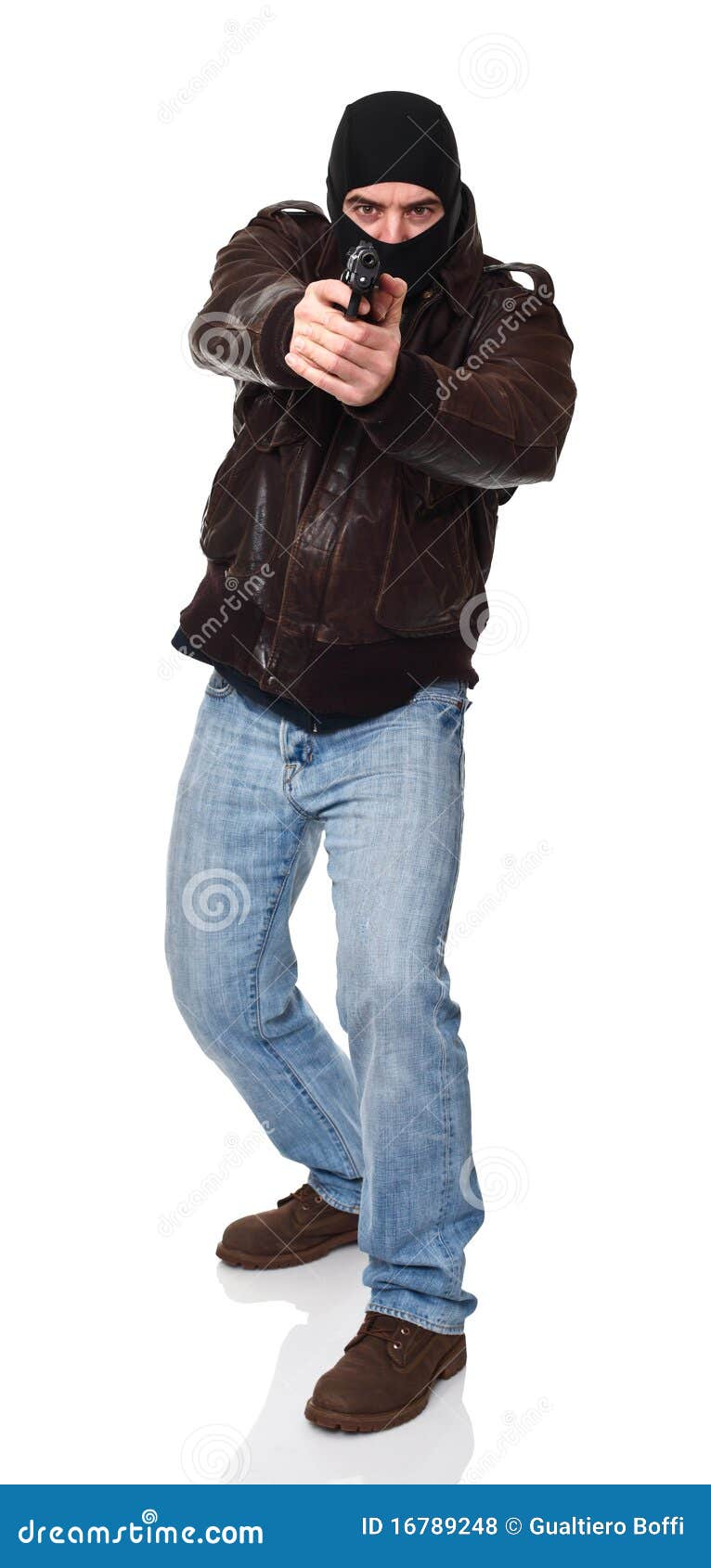 Dief met kanon stock foto. Image of masker, diefstal - 16789248