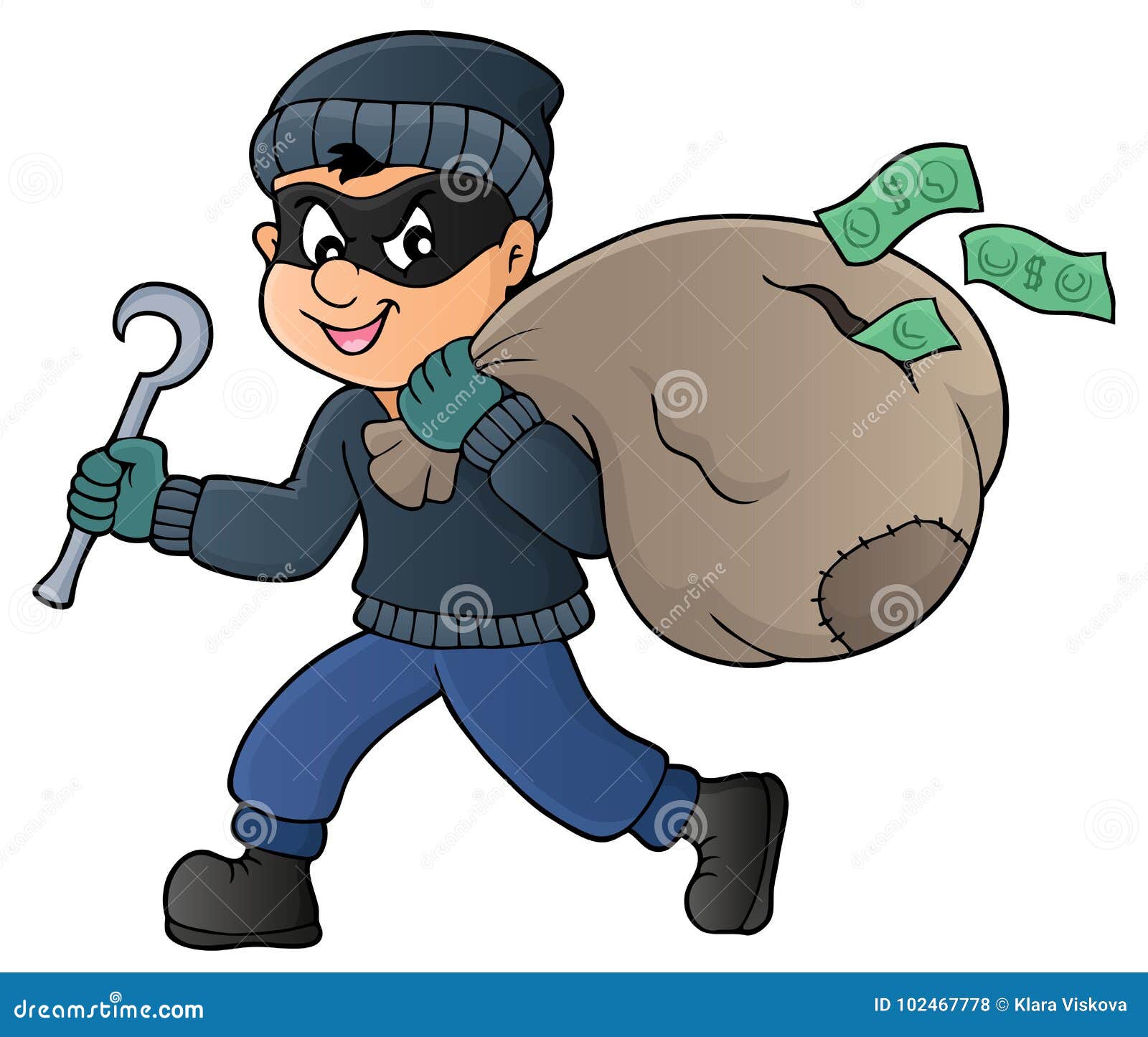 Dief Met Zak Van Geldthema 1 Vector Illustratie - Illustration of ...
