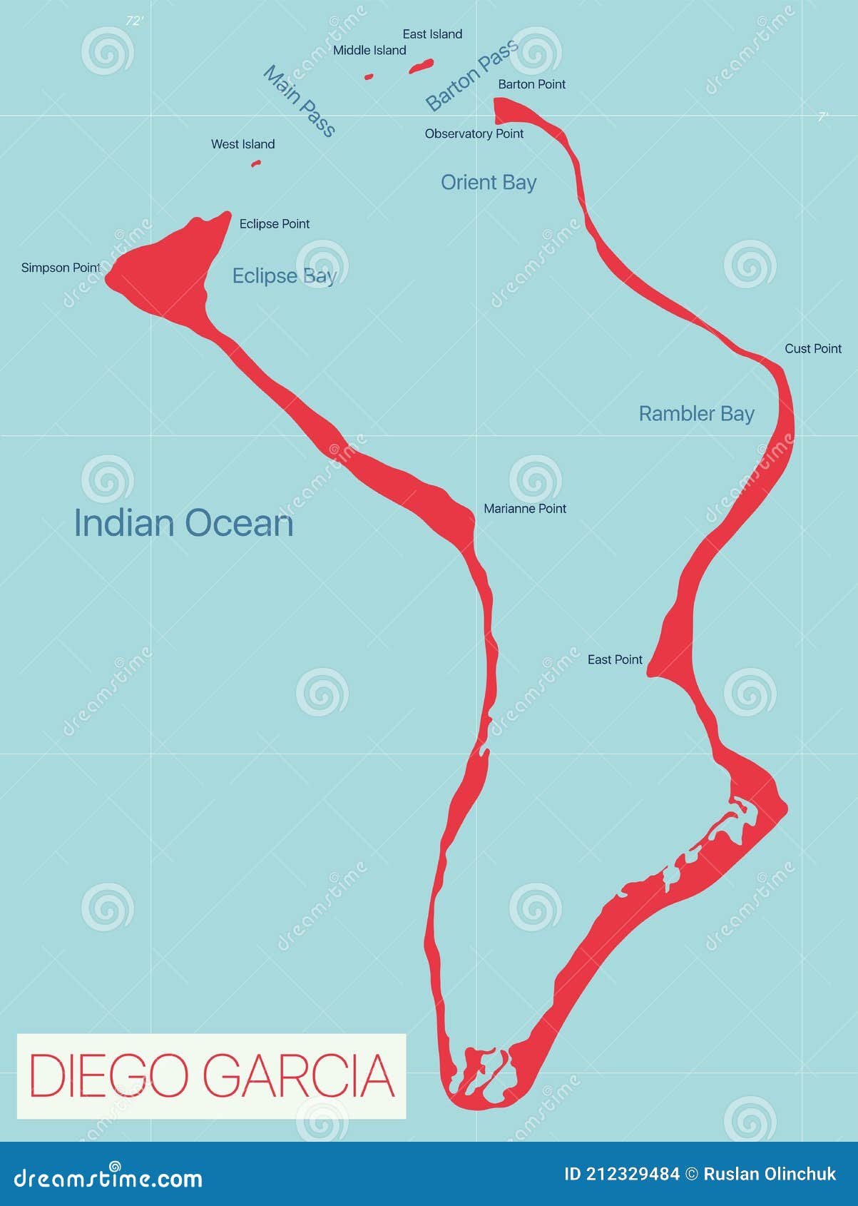 Diego Garcia Detailed Editable Map Stock Vector - Illustration of ...