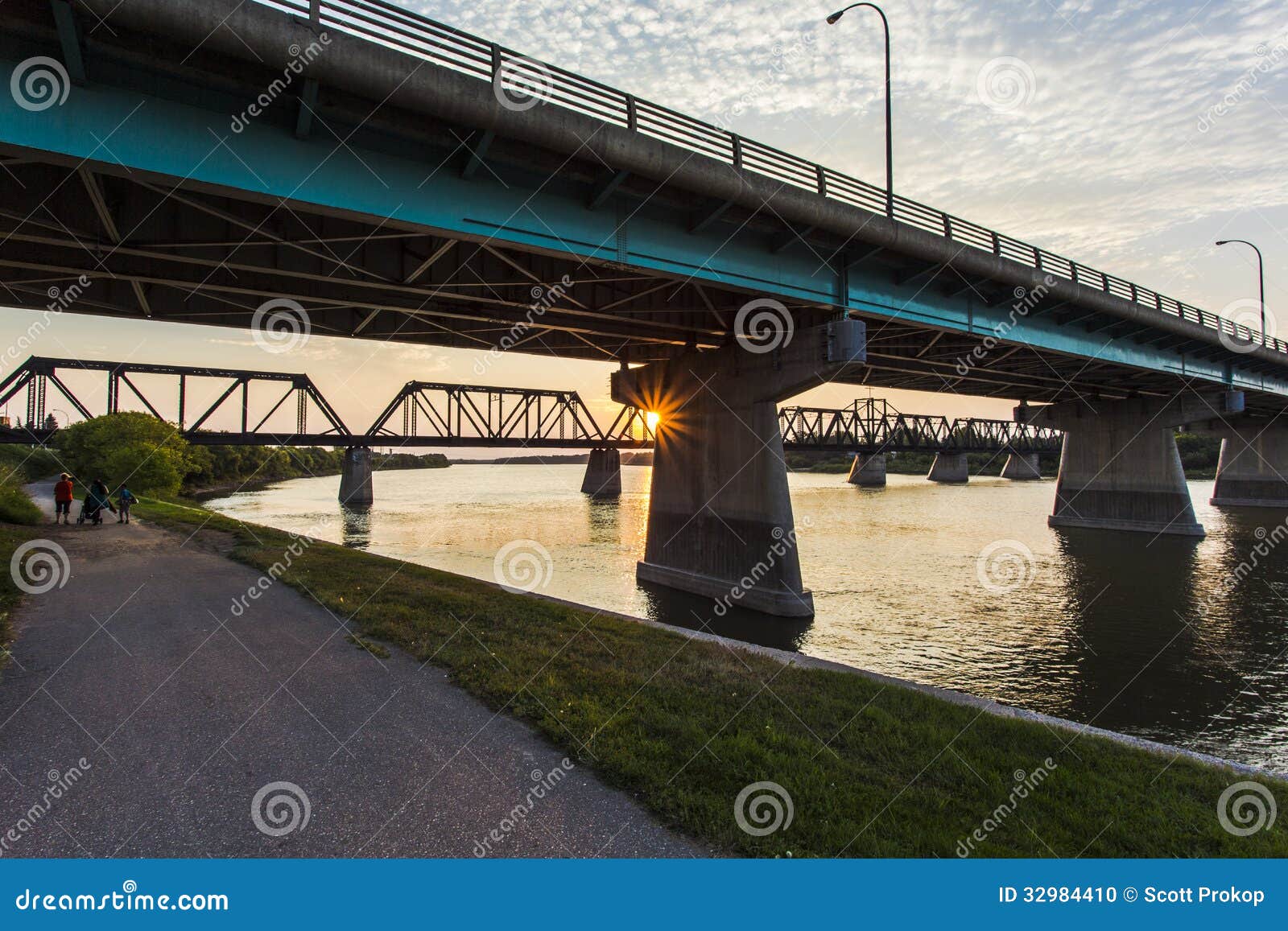Dienfenbaker Bridge in Prince Albert Stock Photo - Image of river ...