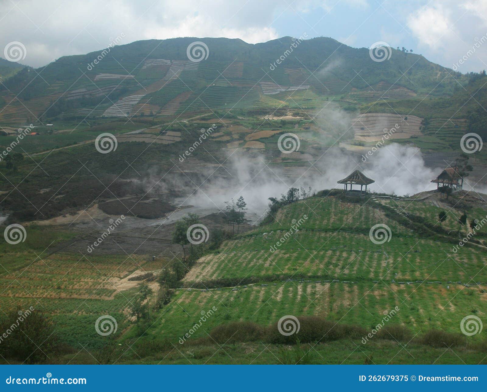 Dieng mountain view stock image. Image of terrain, plateau - 262679375