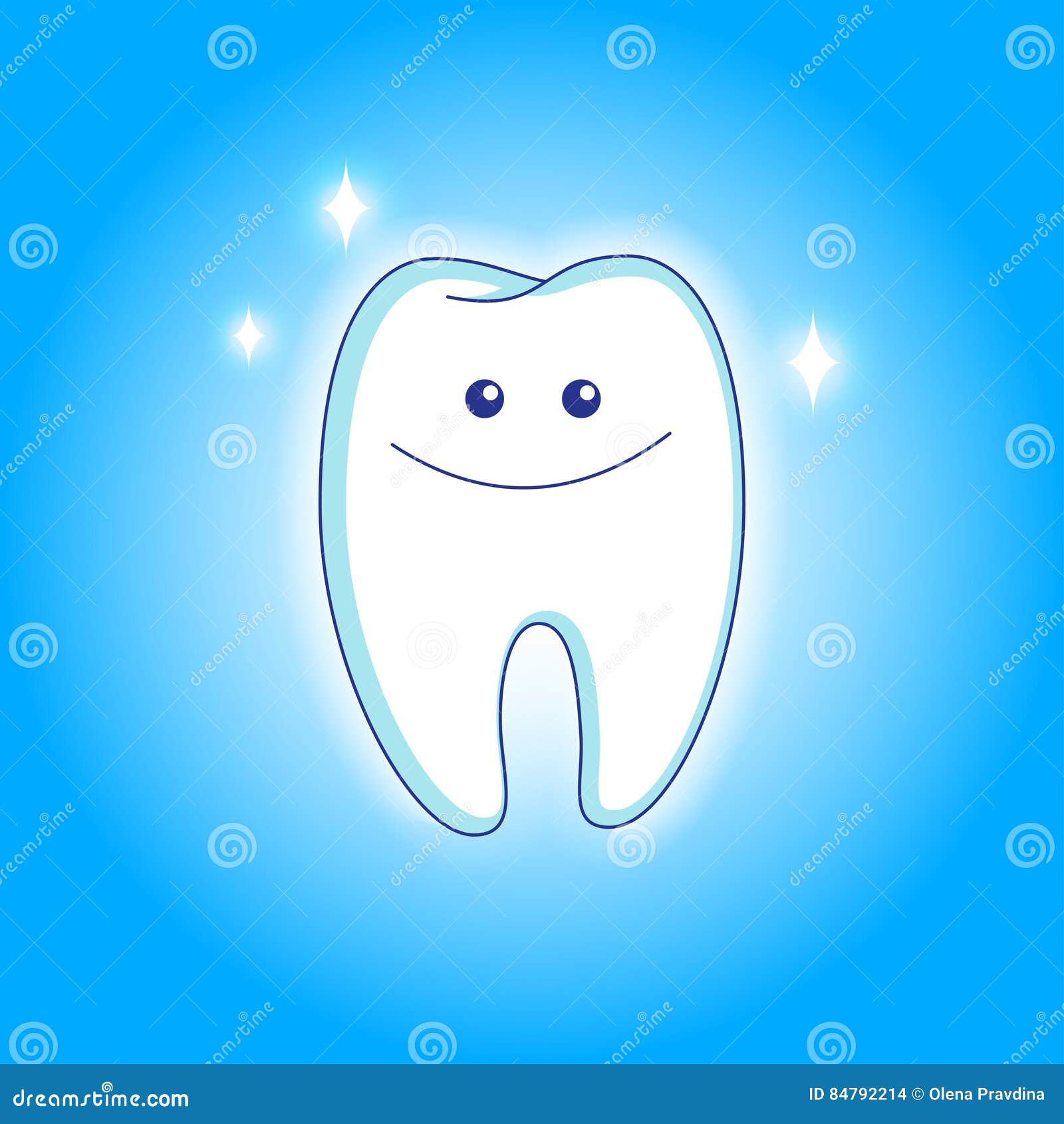 Diente Sonriente Blanco Lindo En Estilo Animado Ilustración del Vector ...