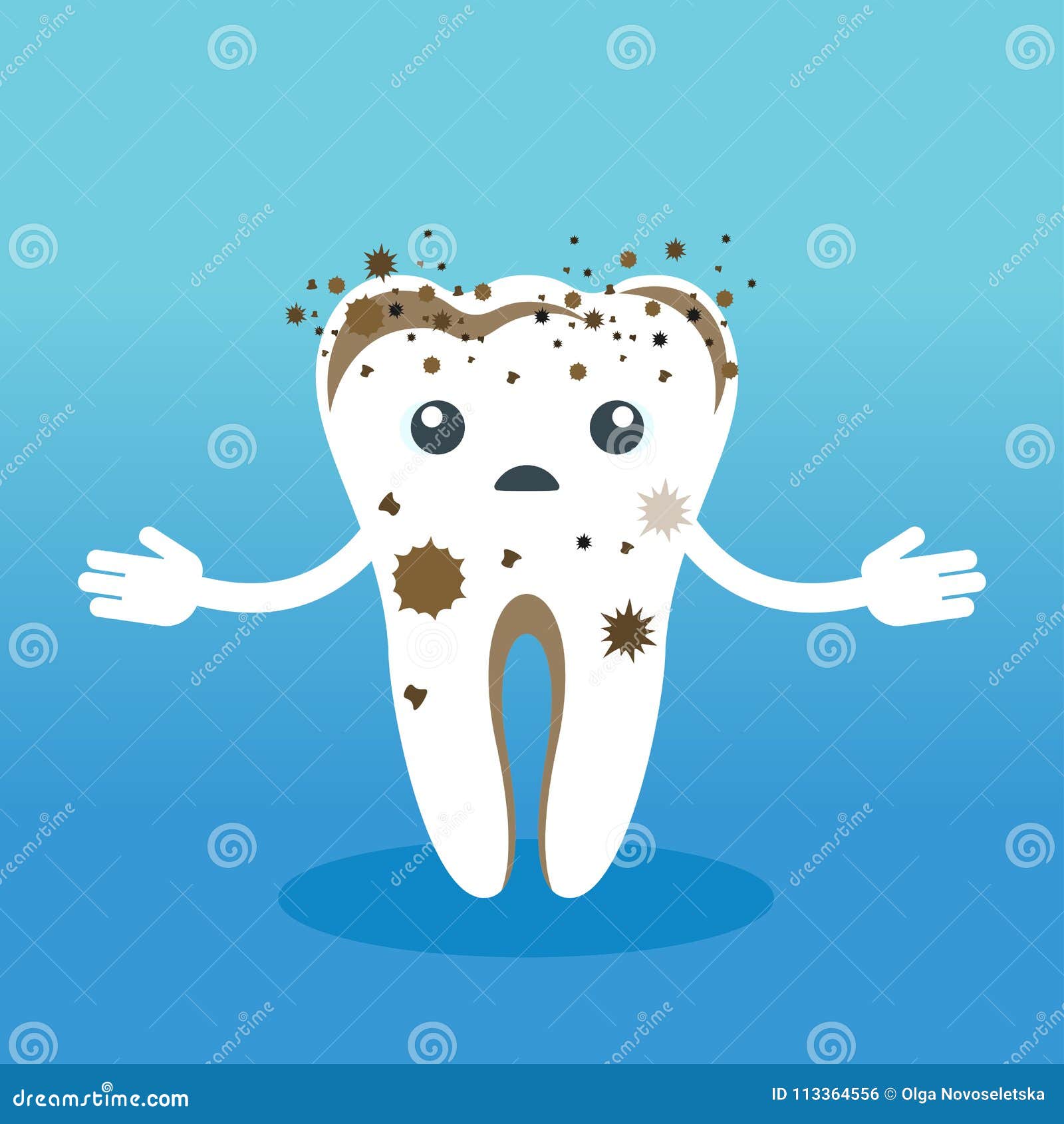 Diente sucio lindo infeliz ilustración del vector. Ilustración de ...