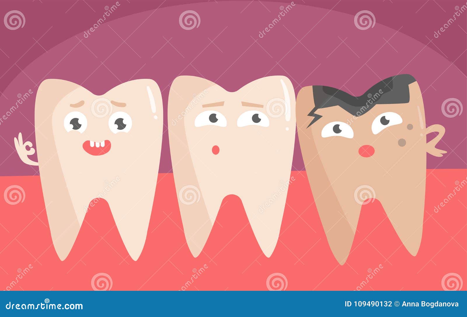 Dientes Sanos Y Enfermos Vector Ilustración del Vector - Ilustración de ...