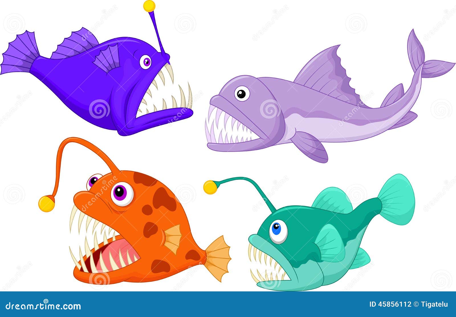 Diepzee vissen vector illustratie. Illustration of hoektand - 45856112