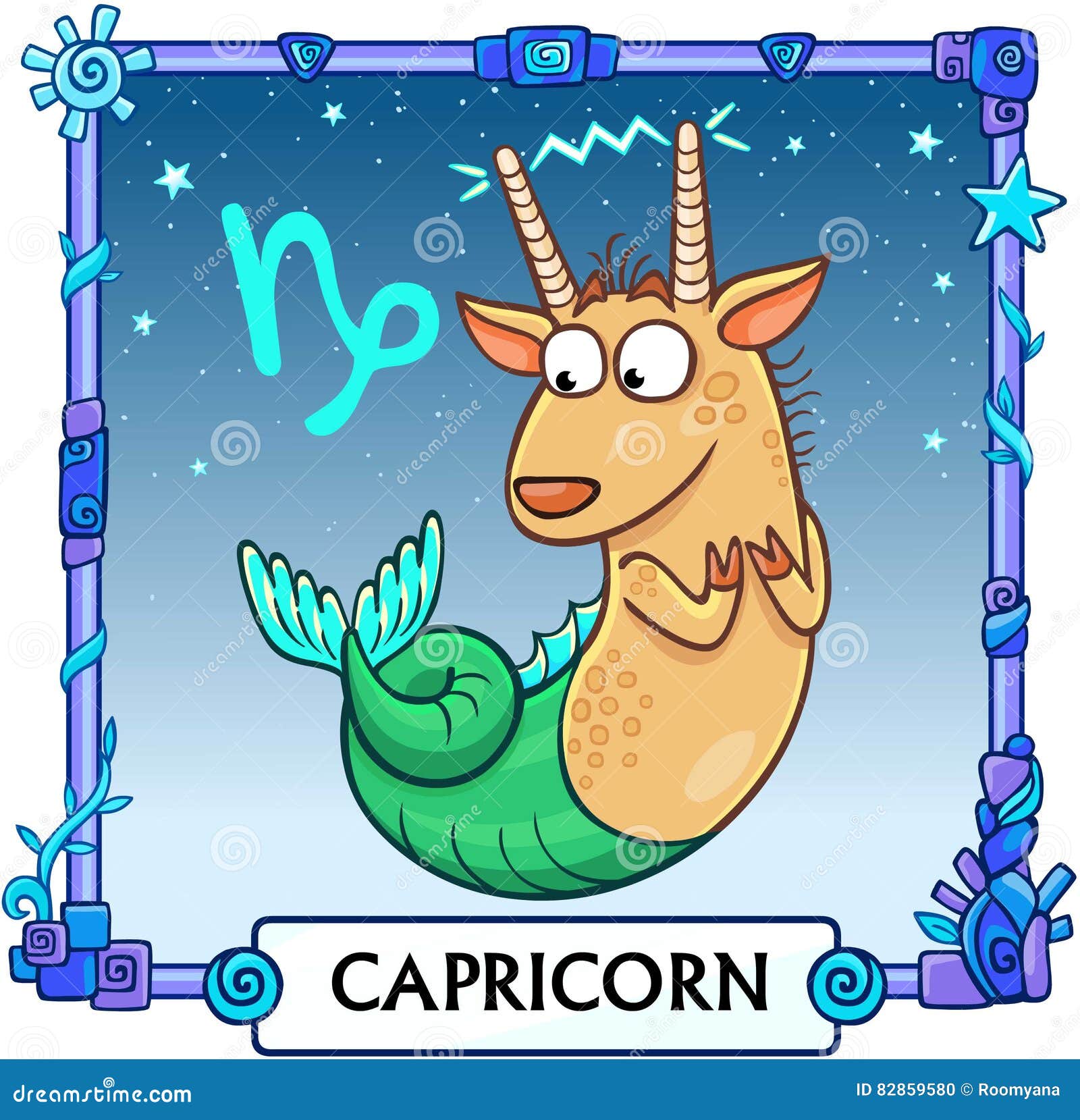 Dierenriemteken Steenbok vector illustratie. Illustration of groen ...