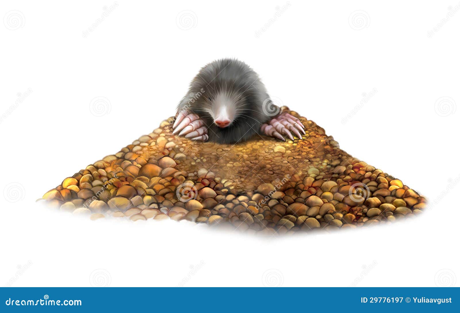 Dierlijke Mol in Molshoop Die Klauwen Tonen Stock Afbeelding - Image of ...