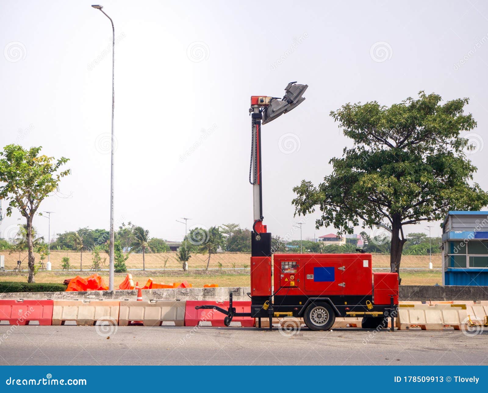 The Diesel Electric Generator and Light Outdoor on Road Stock Image ...