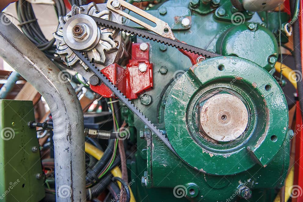 Diesel Engine with Alternator Green Stock Image - Image of frontal ...