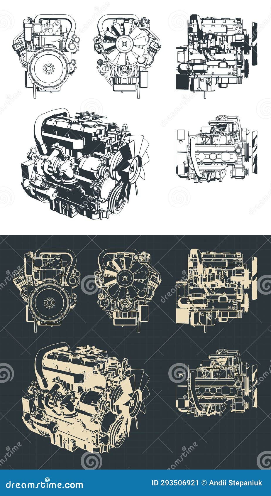 Diesel engine blueprints stock vector. Illustration of performance ...