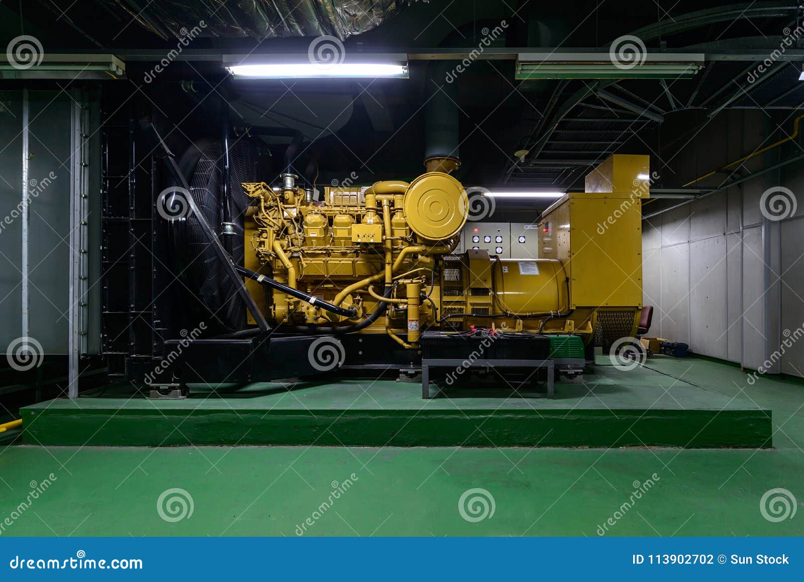 Diesel Engine Driven Generator in the Basement Stock Photo - Image of ...