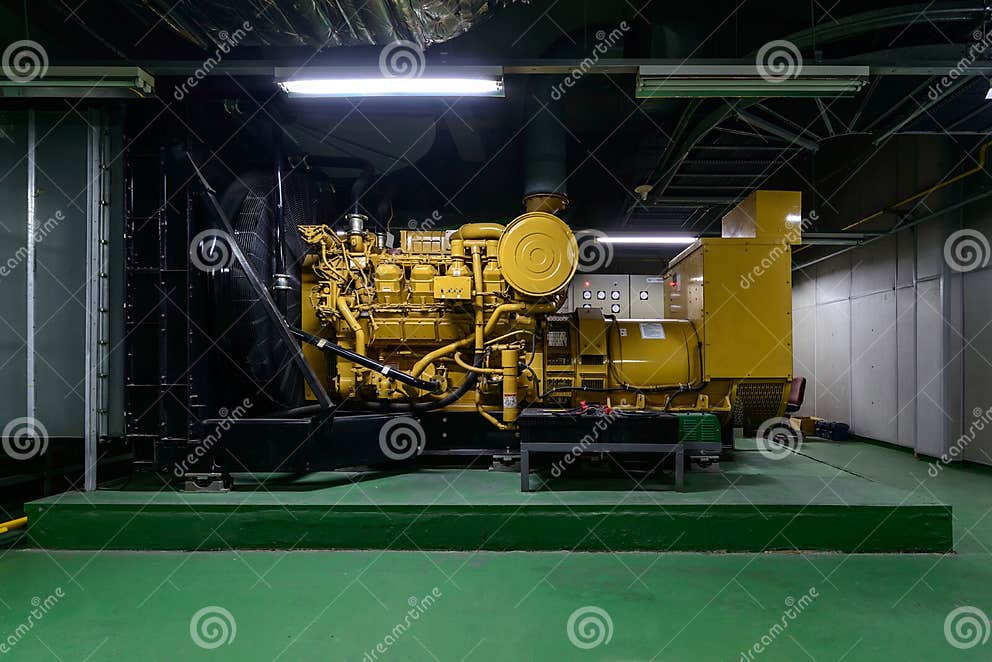 Diesel Engine Driven Generator in the Basement Stock Photo - Image of ...