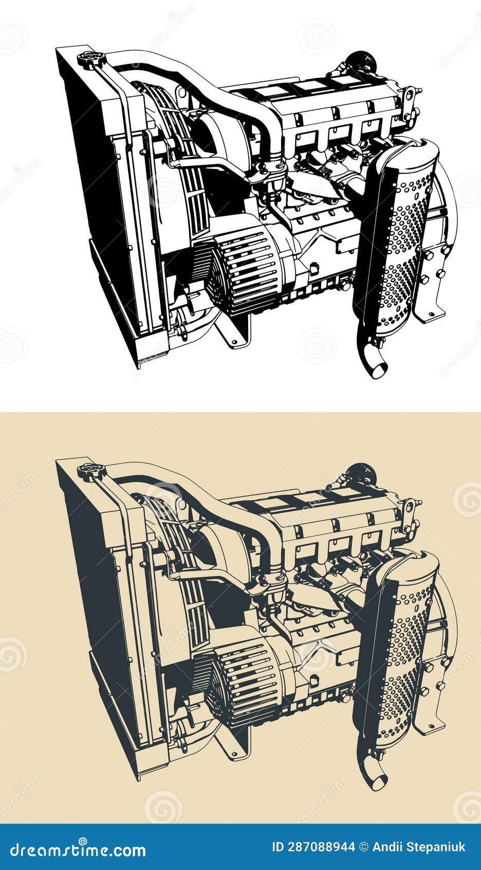 Diesel Engine Cutaway Cartoon Vector | CartoonDealer.com #176919729