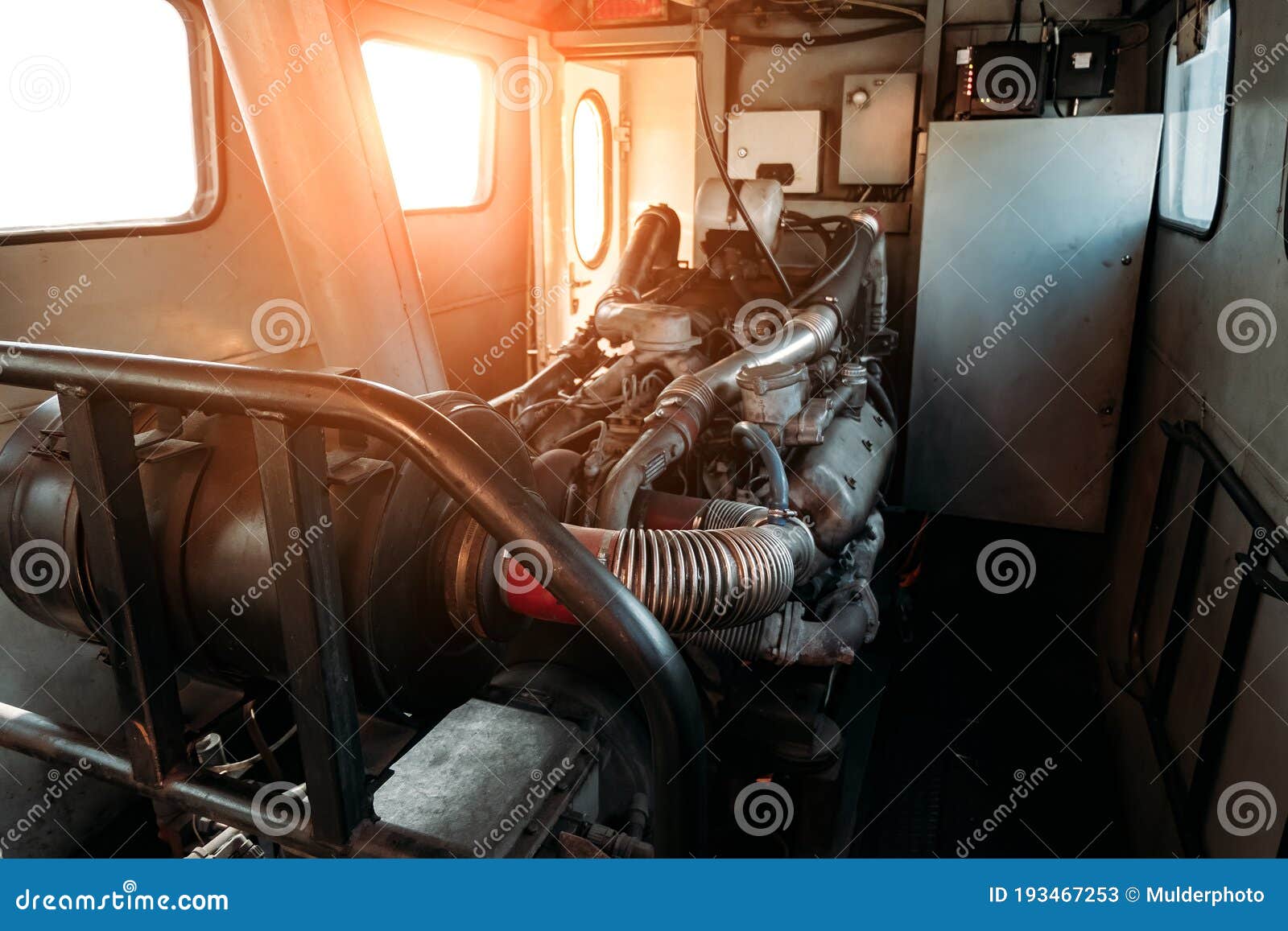 Diesel Engine Inside the Train Locomotive Stock Image - Image of ...