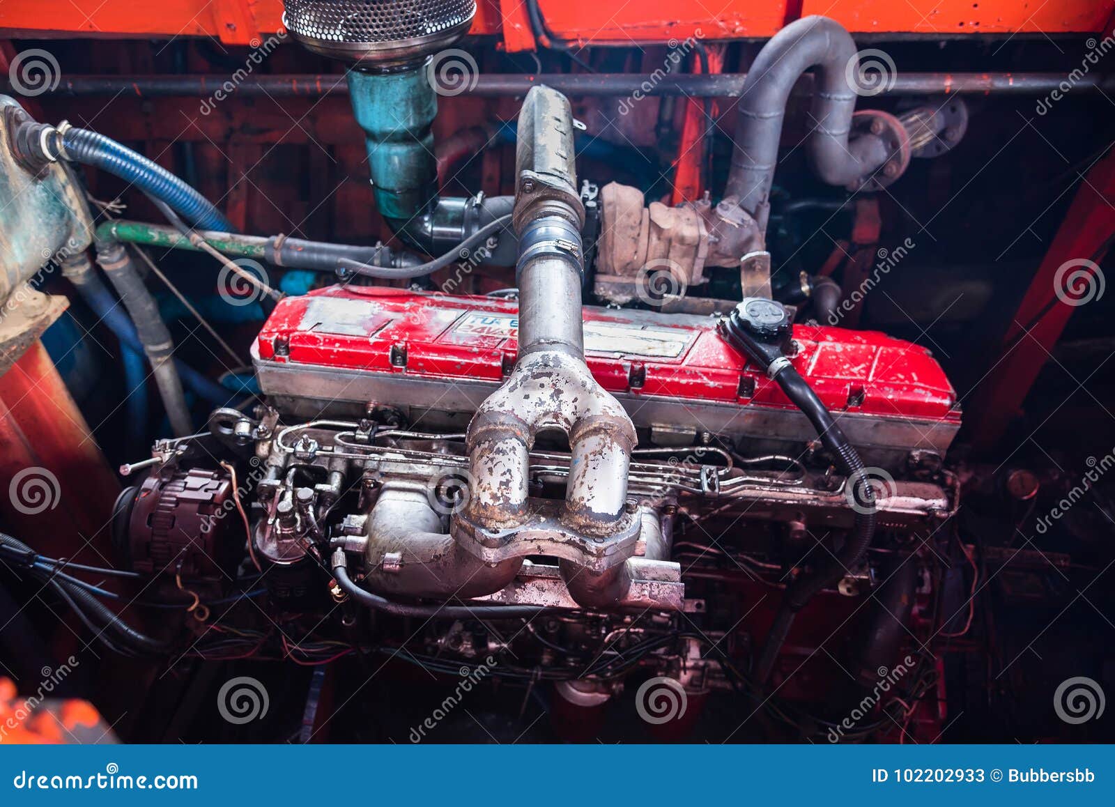 Diesel Engine of Passenger Boat. Stock Image - Image of industry ...