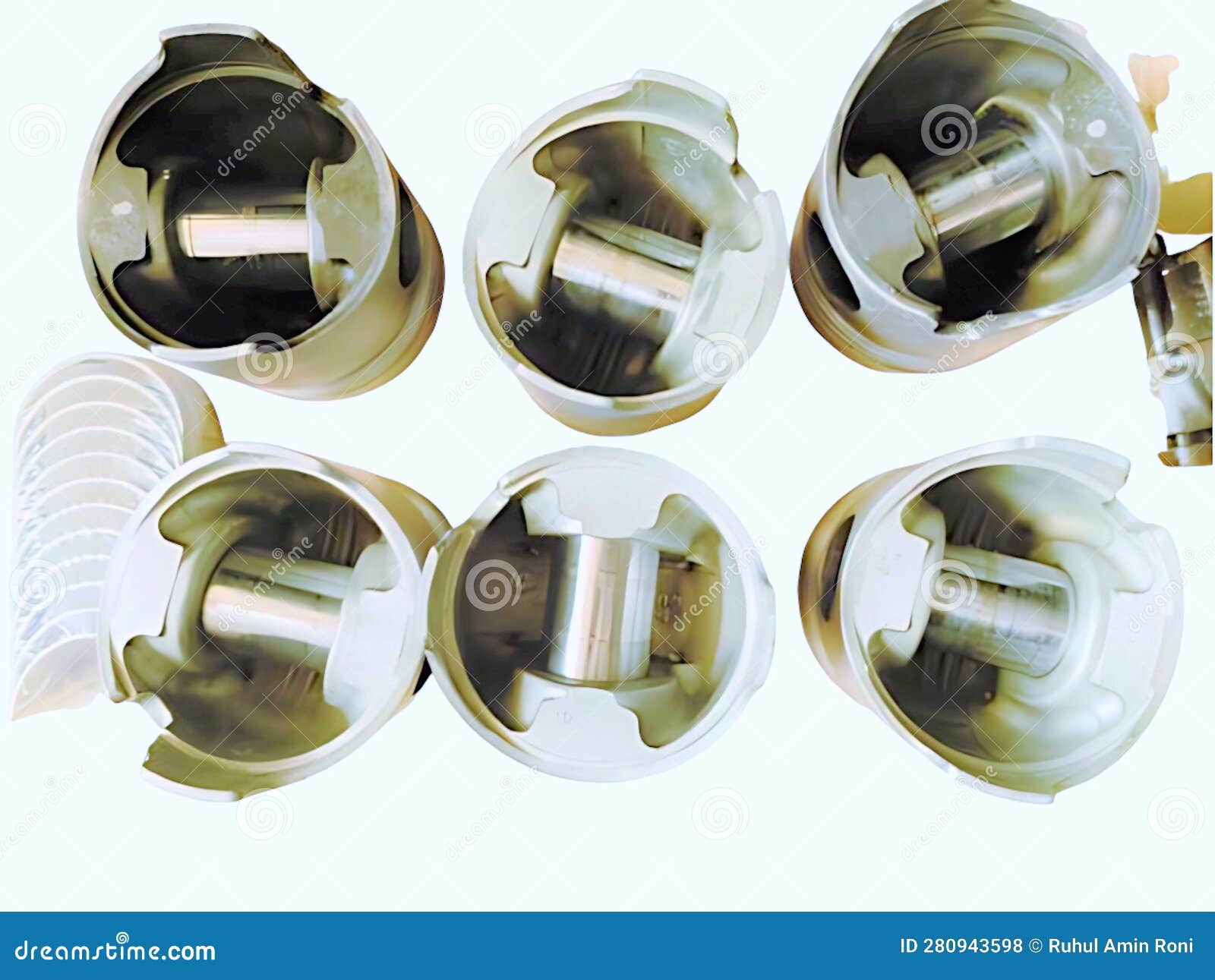 Diesel Engine Piston and Connecting Bearing Isolated in White ...