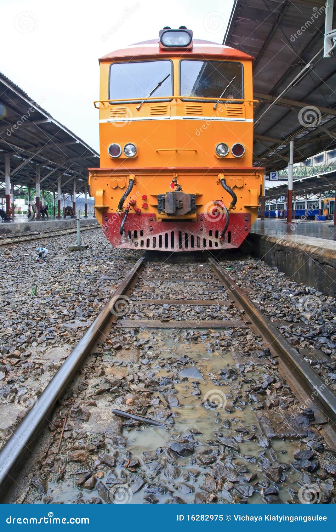 Diesel Engine of Red Orange Train Stock Image - Image of engine ...